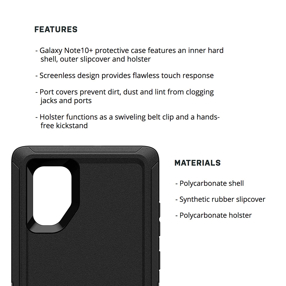 OtterBox Defender Case for Samsung Galaxy Note 10+ (Black)